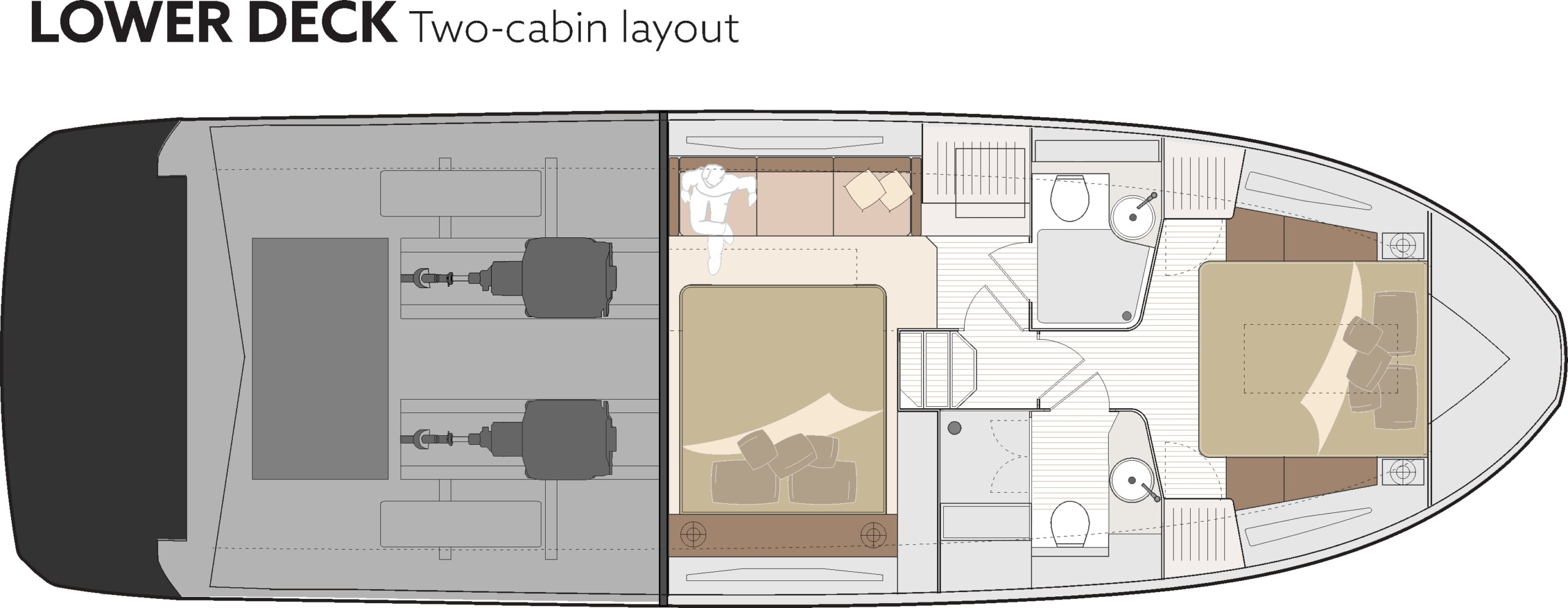 Lower Deck Two Cabin layout - Baltic Boat